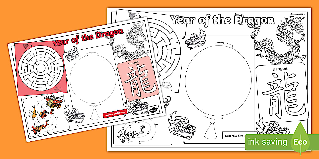 Year of the Dragon Chinese New Year F-2 Activity Mat