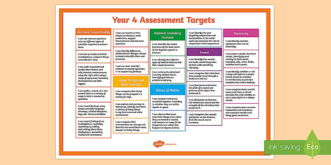 Year 4 Science Assessment Display Posters (teacher made)