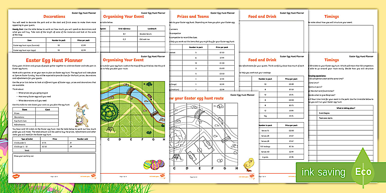 Black and White Easter Egg Hunt Planner (teacher made)