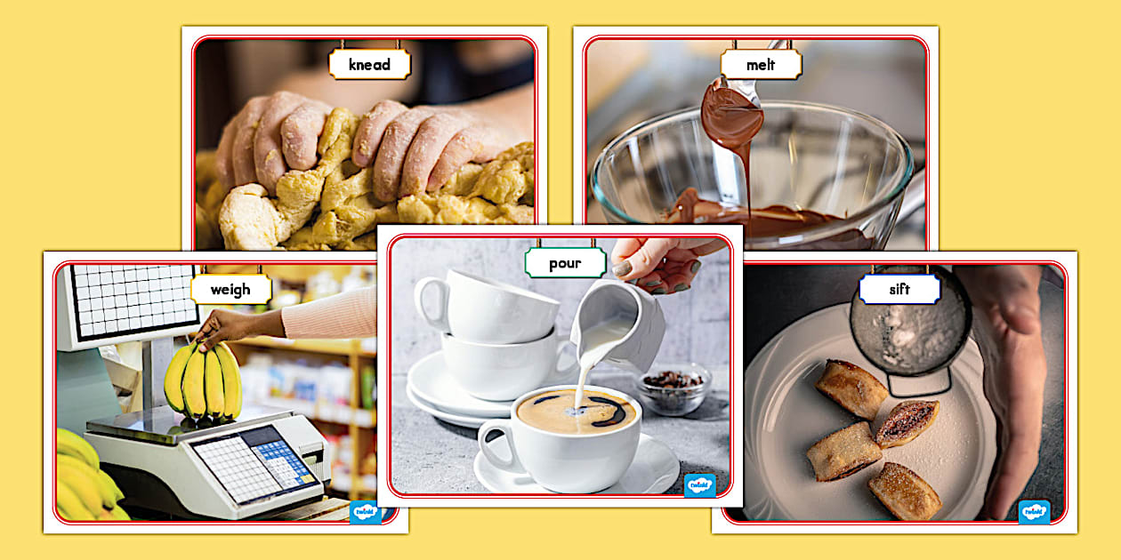Cooking Actions Posters (teacher made) - Twinkl