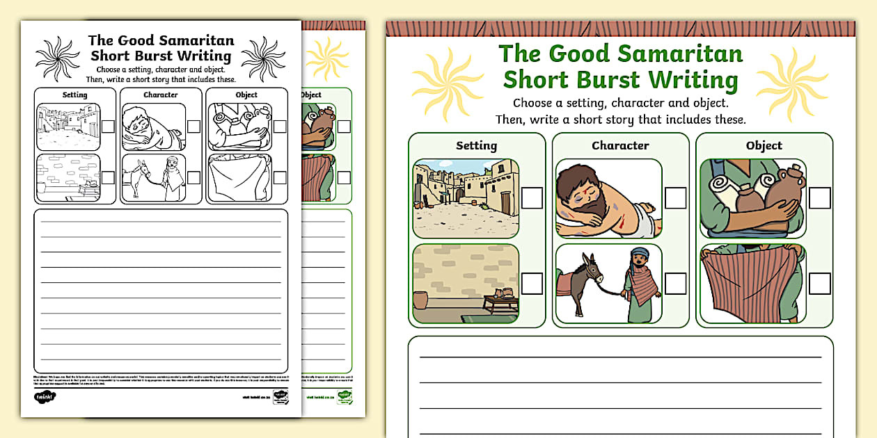 The Good Samaritan Short Burst Writing Template - Twinkl