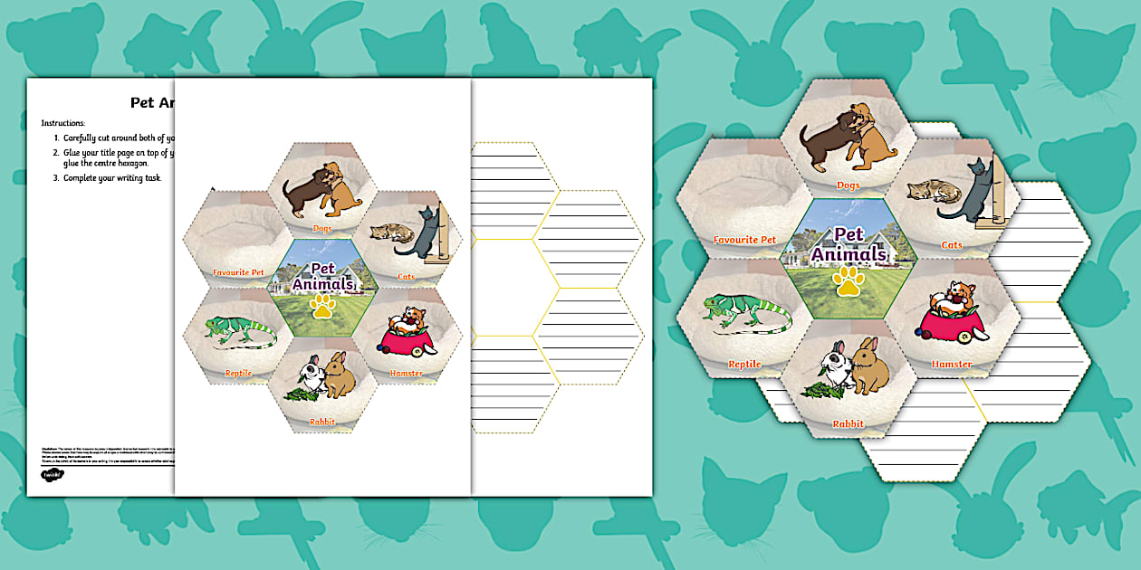 Pet Animals Hexagon Writing Template (teacher made) - Twinkl