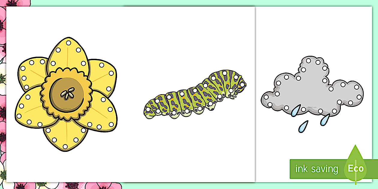 Spring Aistear Threading Cut-Outs (teacher made) - Twinkl