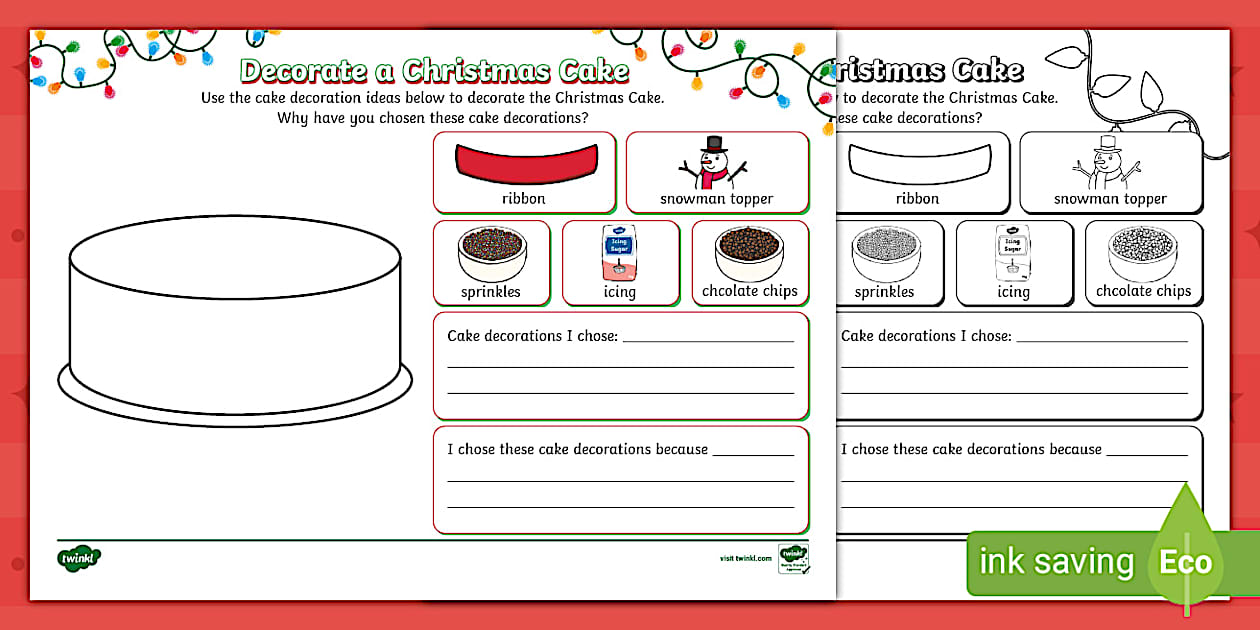 Decorate a Christmas Cake Worksheet (teacher made) - Twinkl