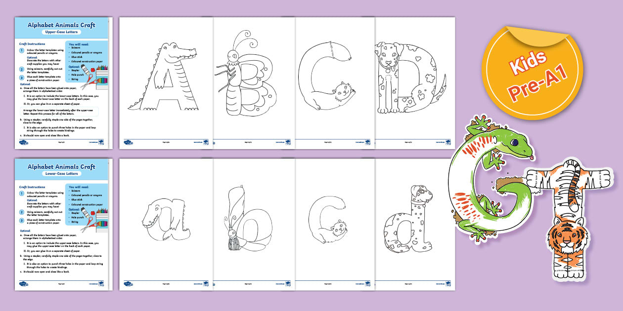 ESL Alphabet Animals Craft [Kids, Pre-A1] (teacher made)