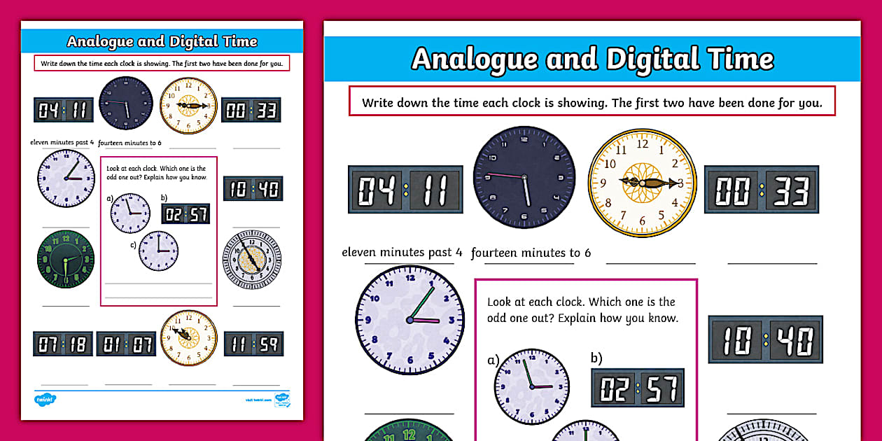 👉 Analogue and Digital Time Activity Sheet - Twinkl - KS2