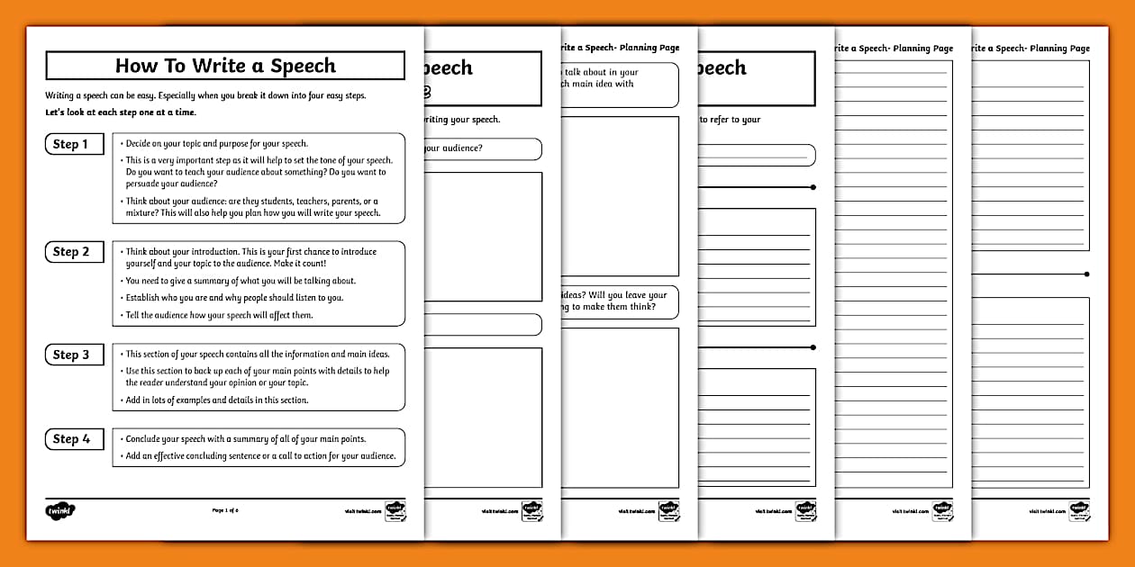 Seventh Grade How To Write a Speech Worksheet (teacher made)