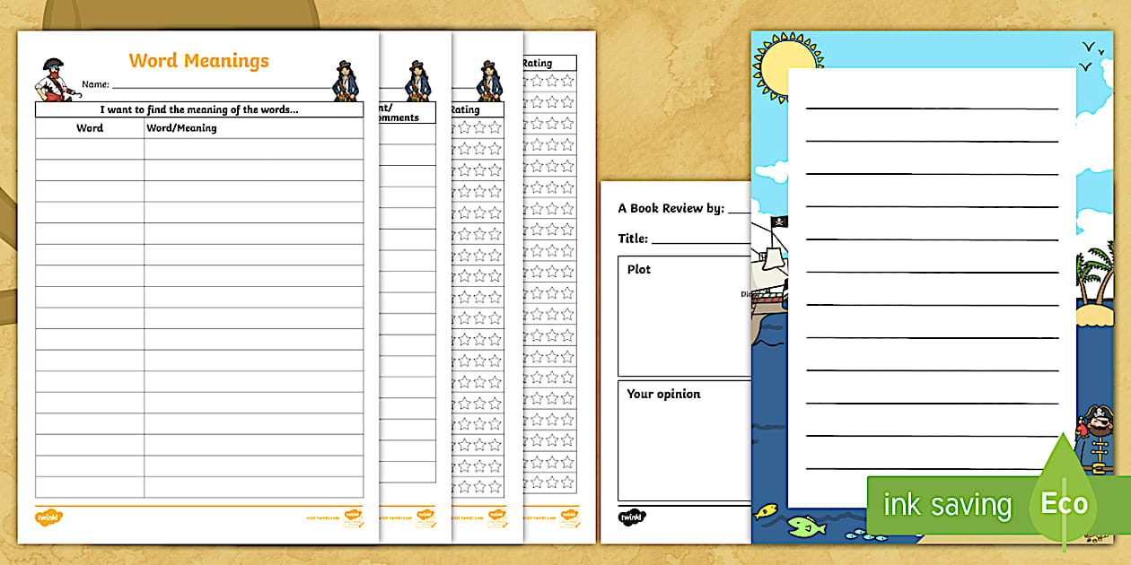 Black and White Pirate Themed Reading Record Pack - Twinkl