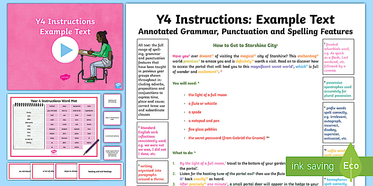 Y4 Instruction Pack | Instruction Examples KS2 - Twinkl