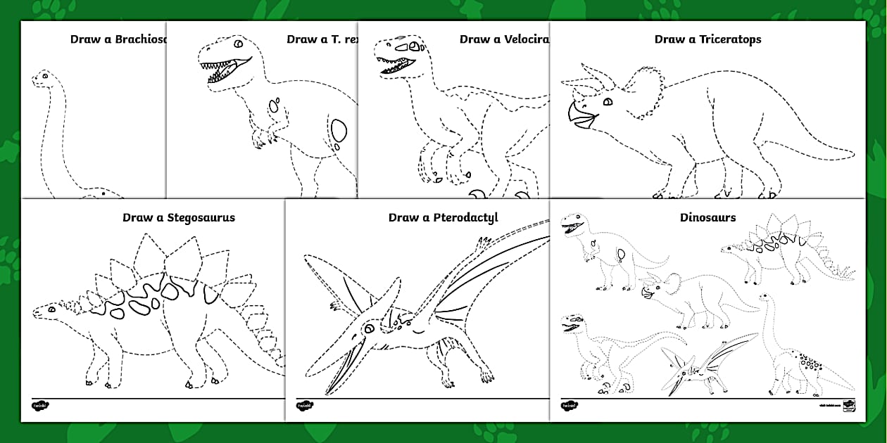 EYFS Draw a Dinosaur Pencil Control Activity Pack - Twinkl