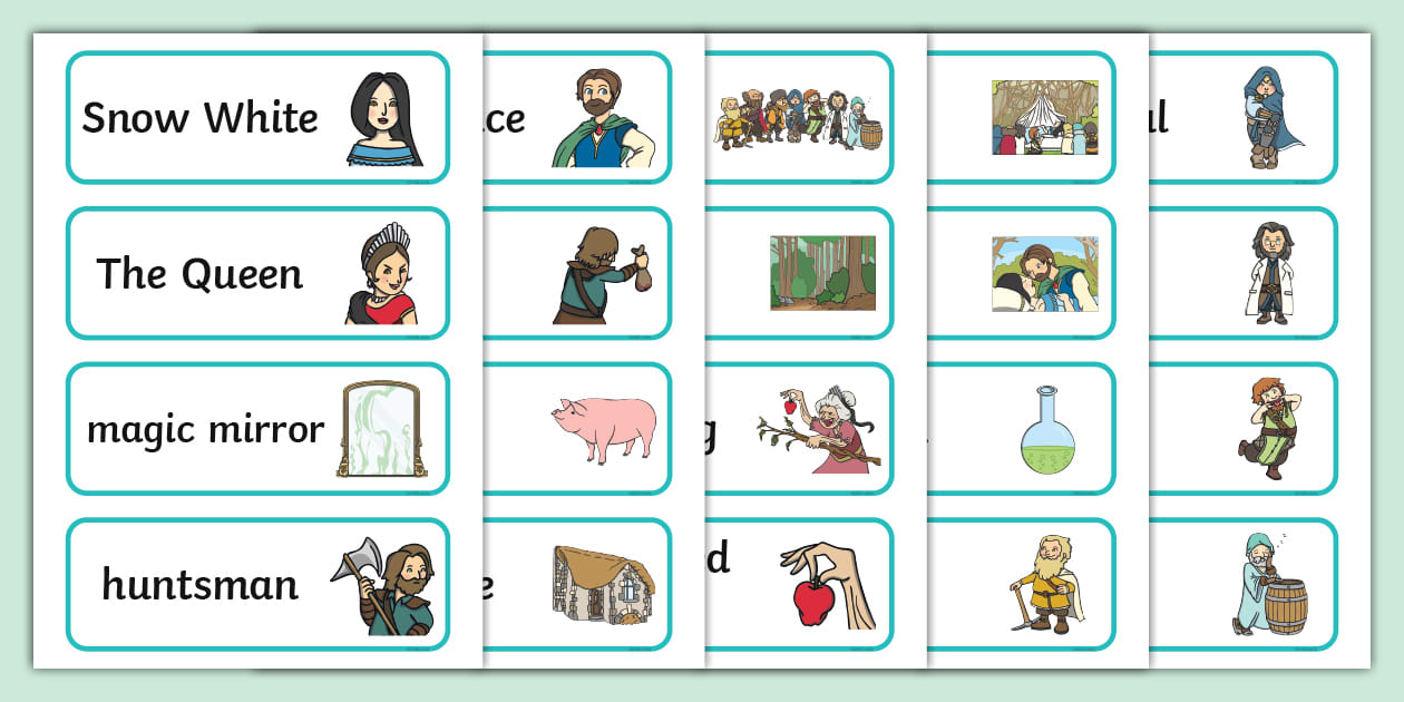 Snow White and the Seven Dwarfs Word Cards - Twinkl