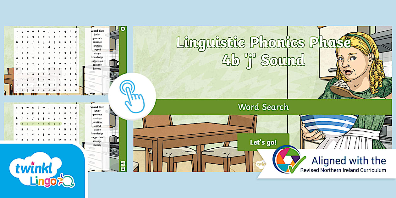 Linguistic Phonics Phase 4b 'j' Interactive Word Search