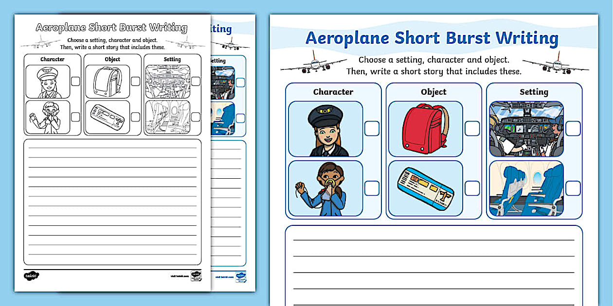 Aeroplane Short Burst Writing Template (teacher made)