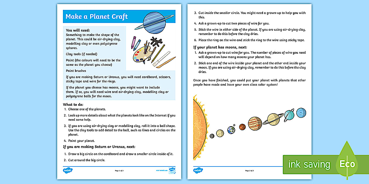KS1 Make a Planet Craft (teacher made) - Twinkl