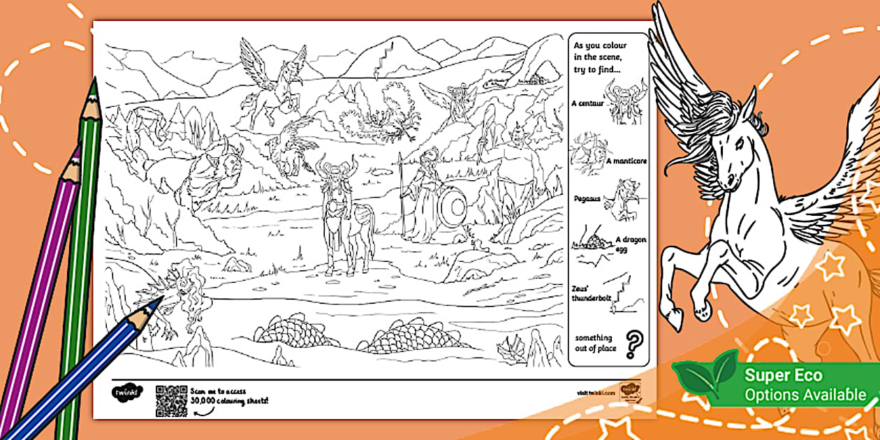 Myths and Legends Colouring Scene (teacher made) - Twinkl
