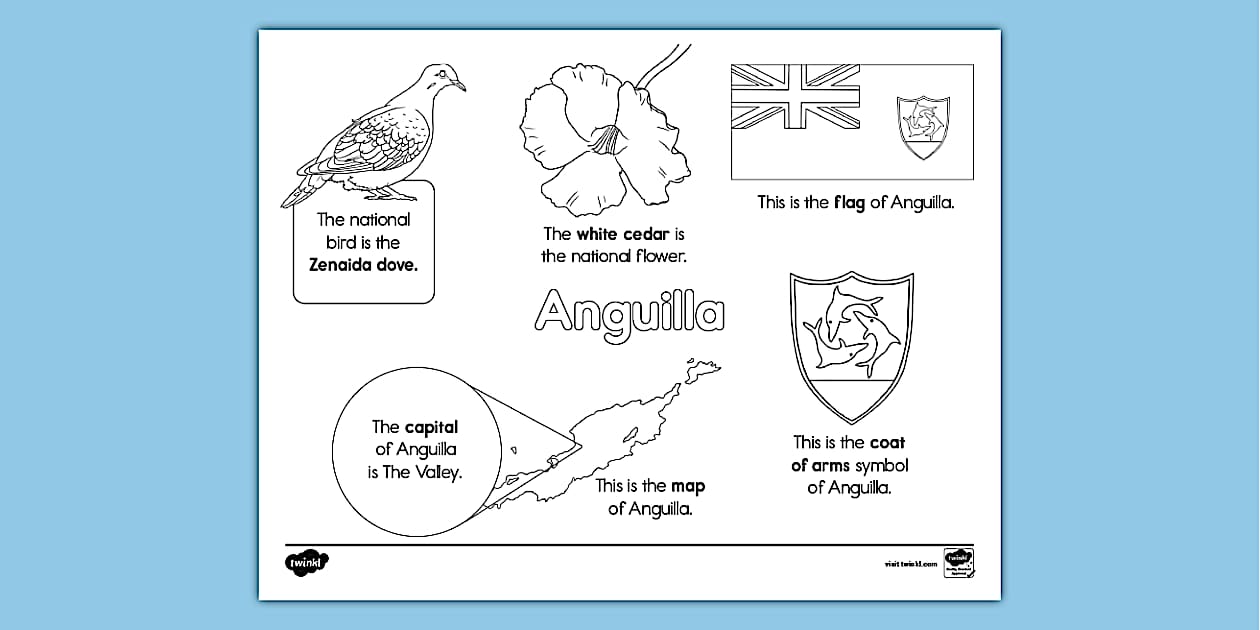 Anguilla Facts Coloring Sheet