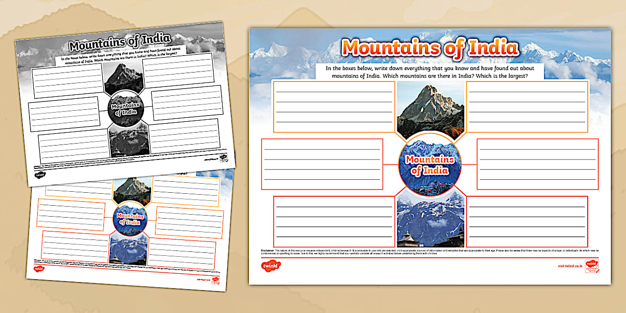 Mountains of India Mind Map (teacher made) - Twinkl