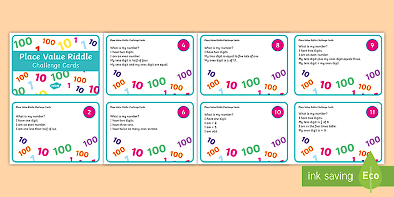 Place Value Riddle Challenge Cards (teacher made) - Twinkl