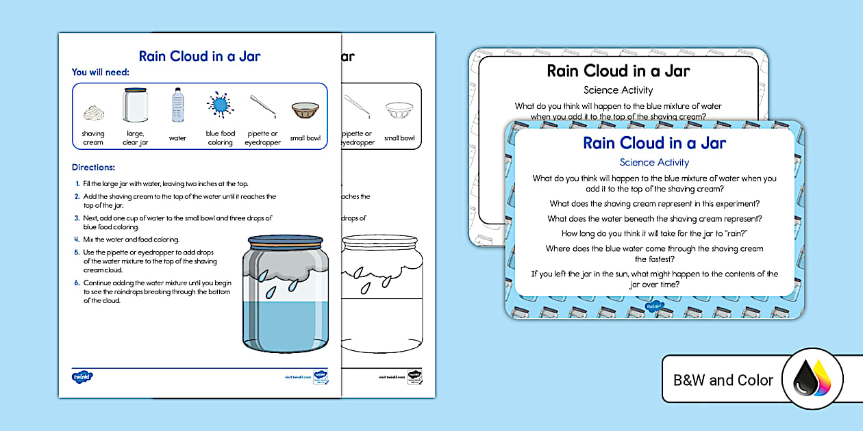 Rain Cloud in a Jar Science Experiment for K-2nd Grade