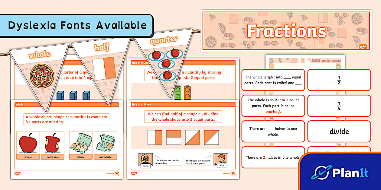PlanIt Maths Y1 Fractions Display Pack - Twinkl