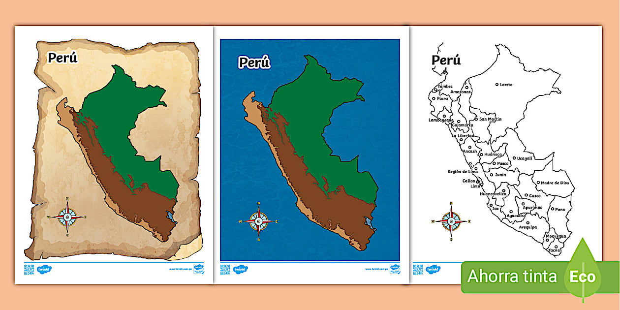 Pack: Imágenes del mapa del Perú | Recursos Twinkl