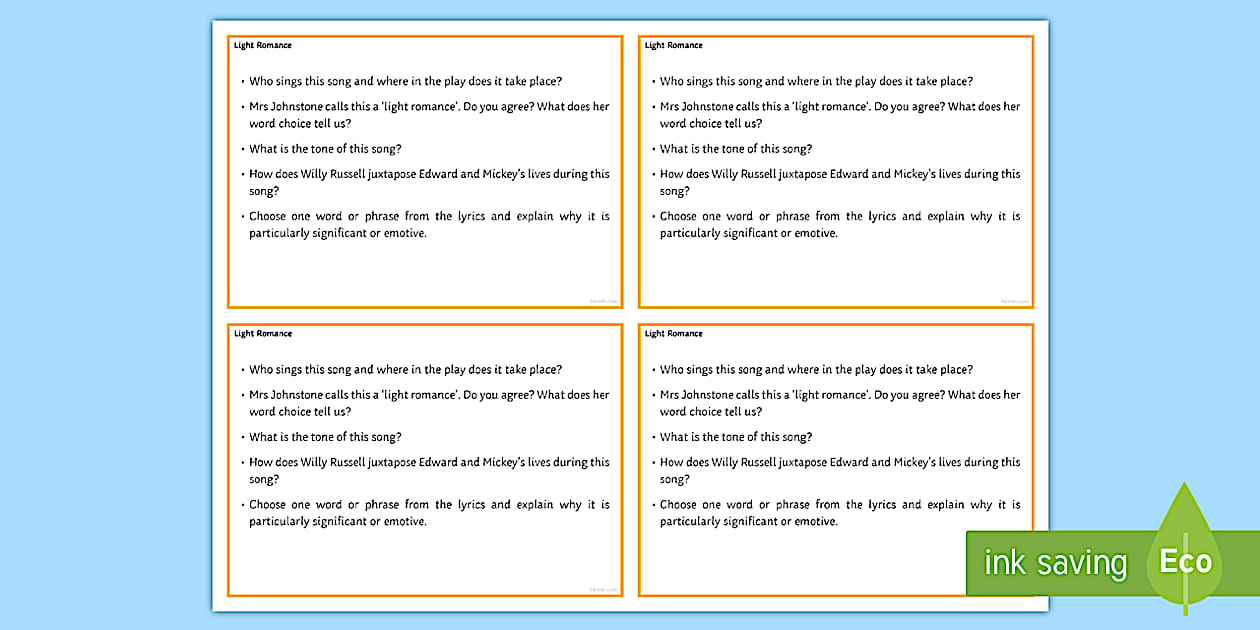 Black and White Blood Brothers Light Romance Question Cards