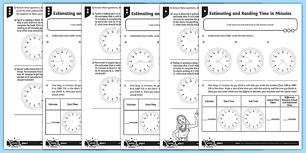 Reading and Estimating Time Worksheets | Ages 7–11 | Maths