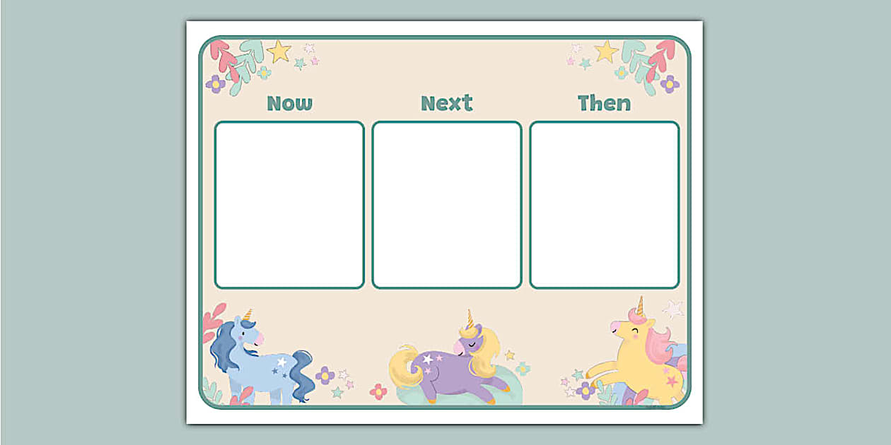Unicorn-Themed Now, Next, Then Visual Aid (professor feito)