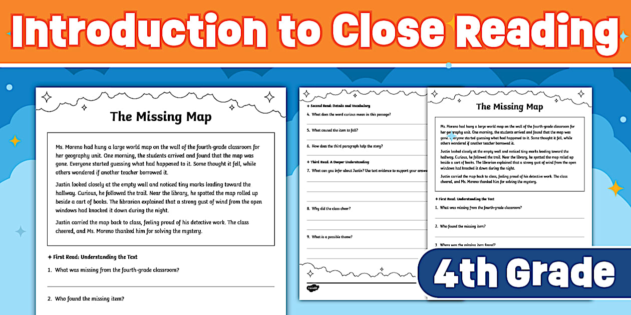 Fourth Grade Close Reading Worksheet