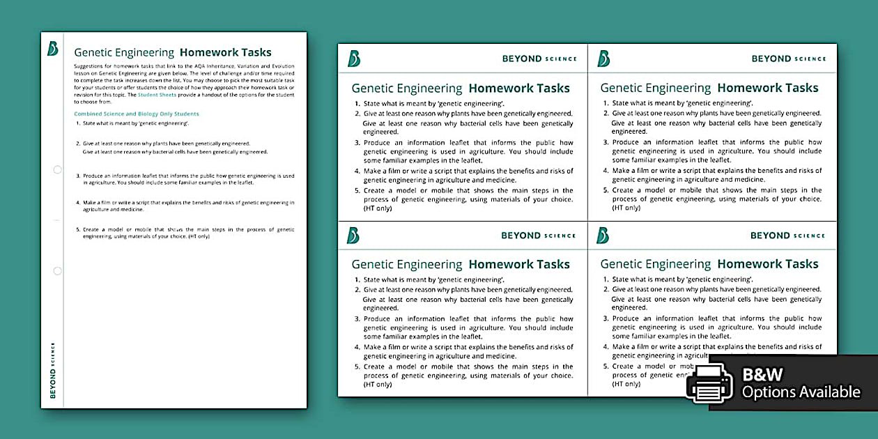 Genetic Engineering Homework and Revision Tasks - Twinkl