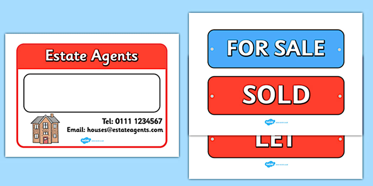 Estate Agents For Sale Sign (Teacher-Made) - Twinkl