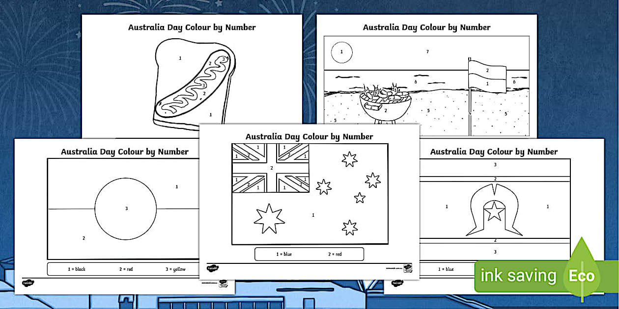 SA Australia Day Colour by Number (teacher made) - Twinkl