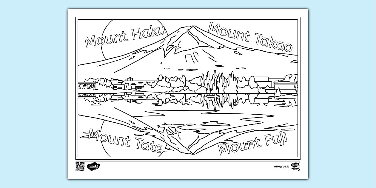 Mountains of Japan Coloring Page