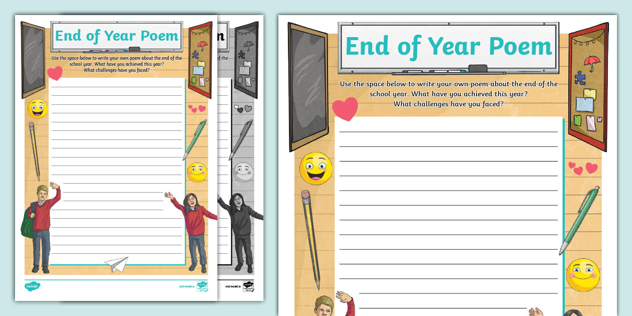 End of Year Poem Writing Template - Twinkl Writing - Twinkl