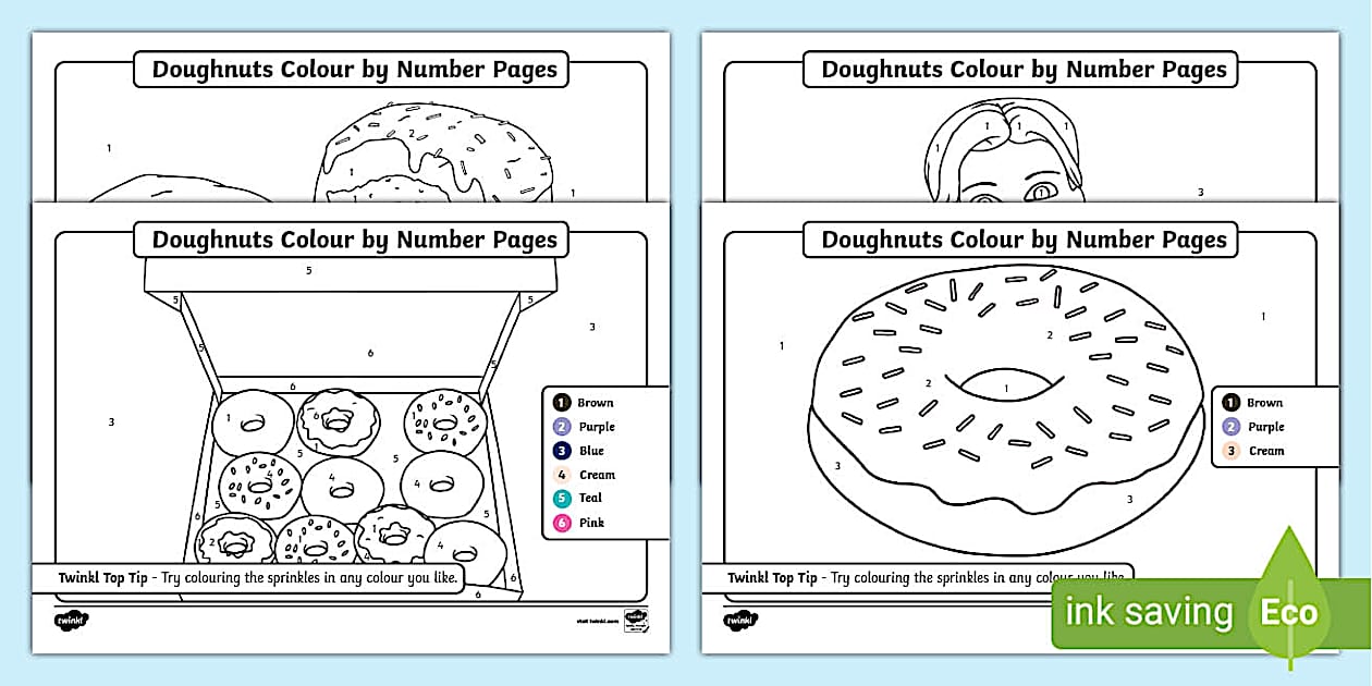 Doughnuts Colour by Number Pages | Colour by Number Pages