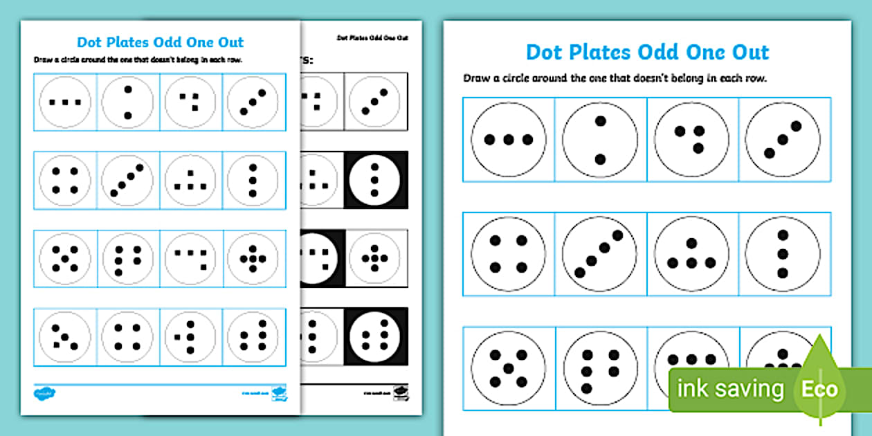 Editable Dot Plates to 5 Odd One Out Activity Sheet - Twinkl