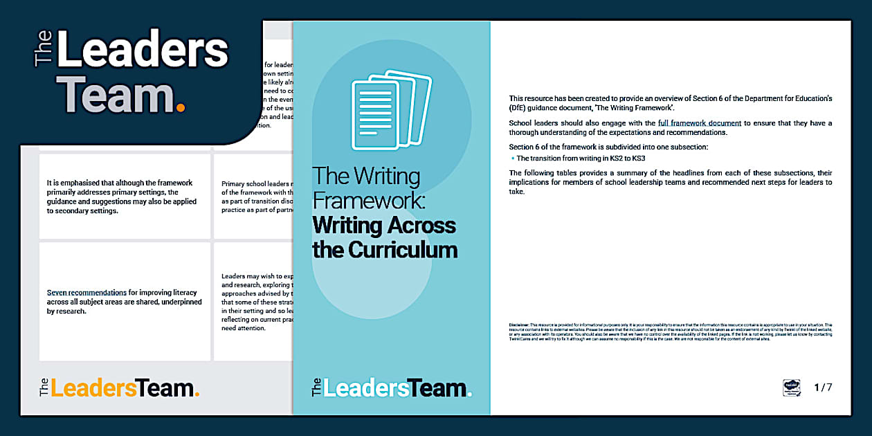 Writing Framework: Curriculum Guidance for Leaders