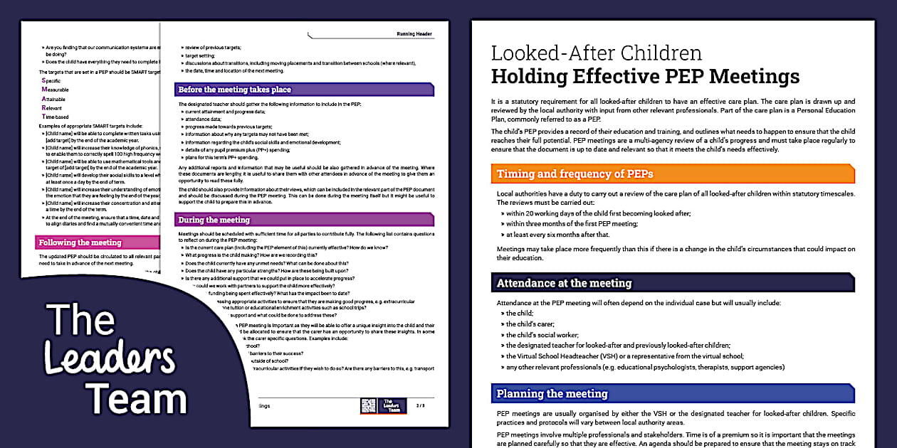 Effective PEP Meetings - leaders (teacher made) - Twinkl