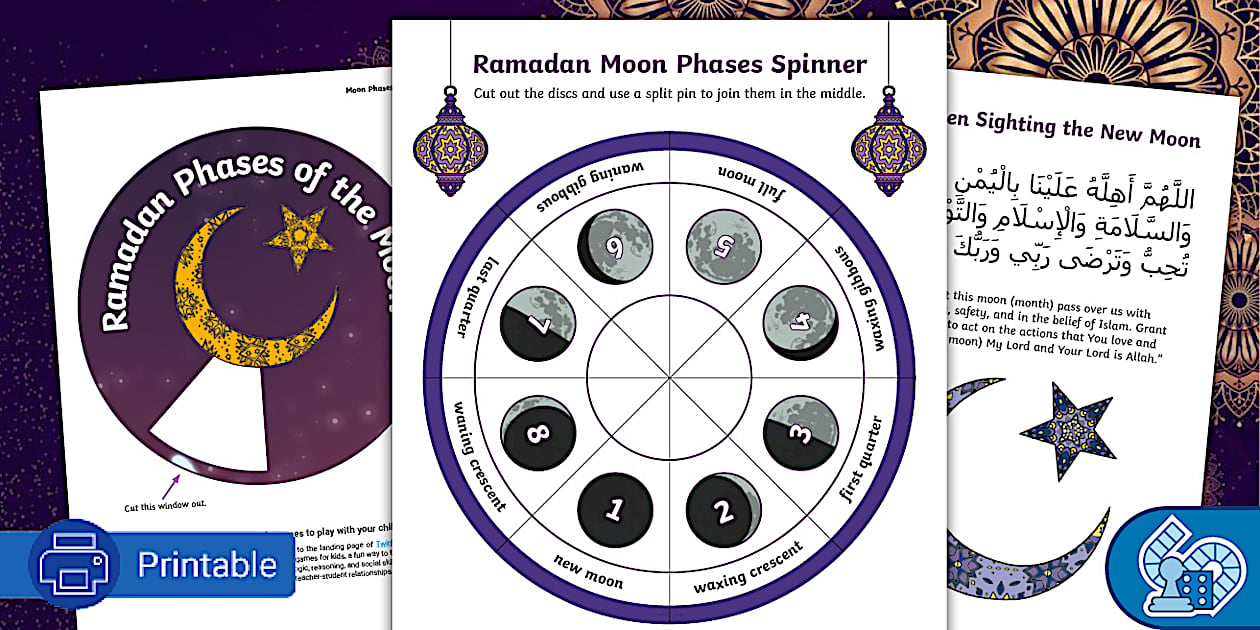 Ramadan Moon Phases Spinner - Dua Included - Twinkl