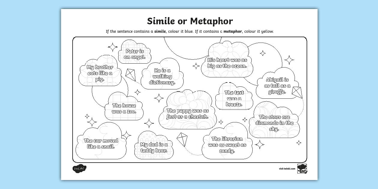 Simile or Metaphor Worksheet (teacher made) - Twinkl