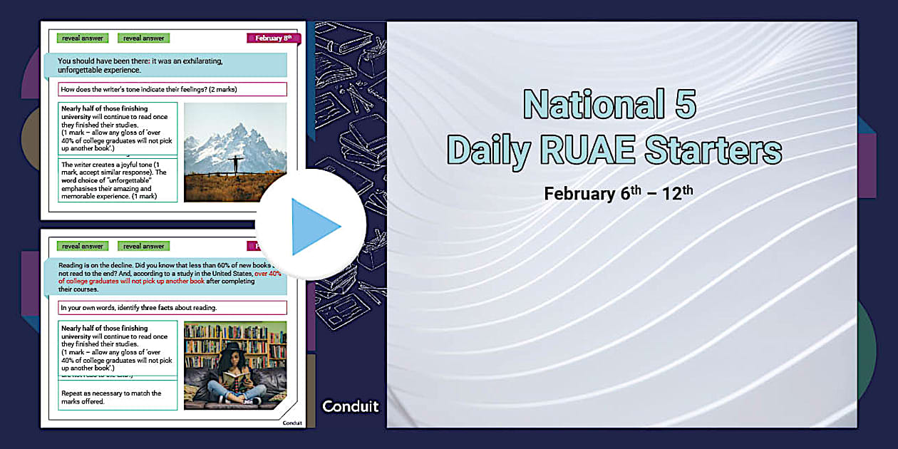 National 5 Daily RUAE Starters February 6th - 12th - Twinkl