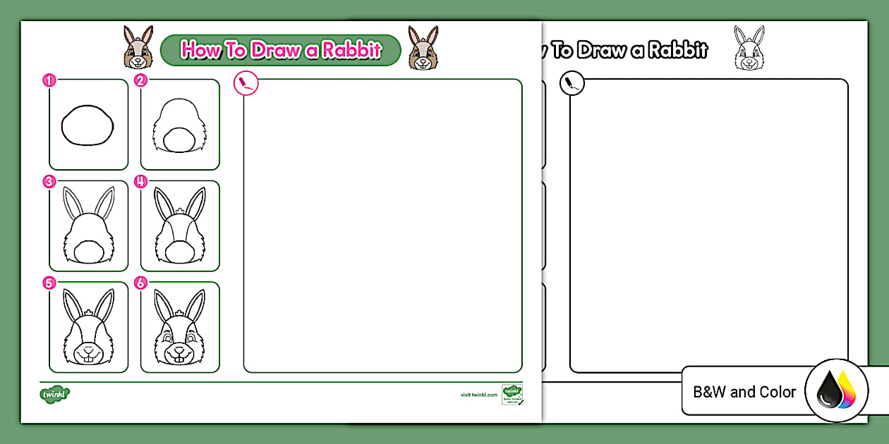 How To Draw a Rabbit Art Worksheet (Teacher-Made) - Twinkl