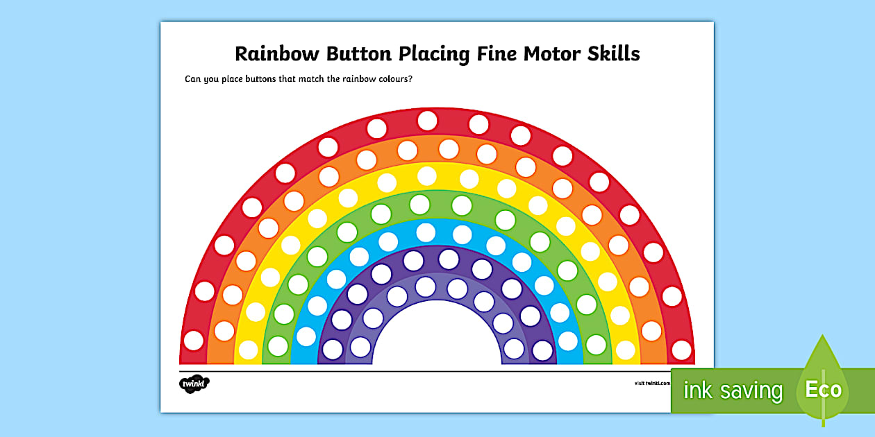 Editable Rainbow Button Placing Fine Motor Skills Worksheet