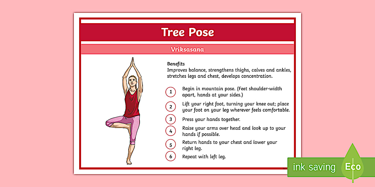 Yoga Tree Pose Step-by-Step Instructions (teacher made)
