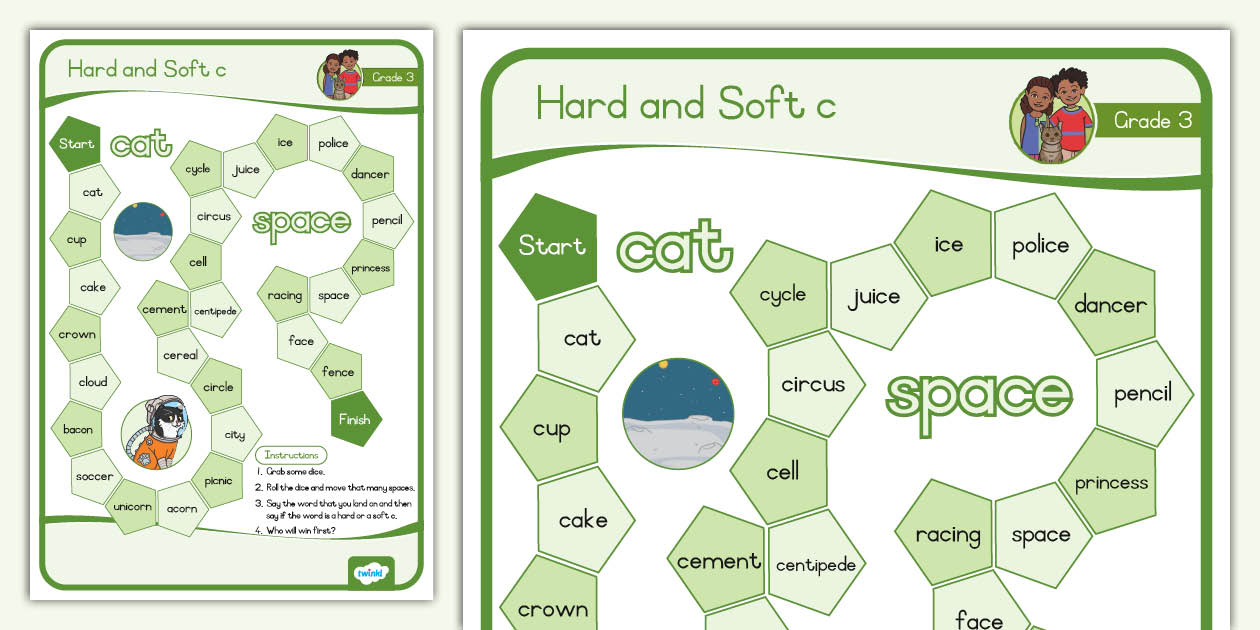 Grade 3 Phonics Hard and Soft C Printable Game - Twinkl