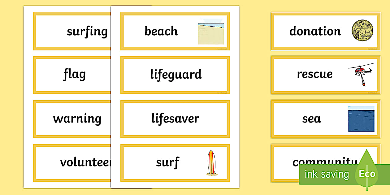 Surf Life Saving Australia Word Cards-Australia - Twinkl