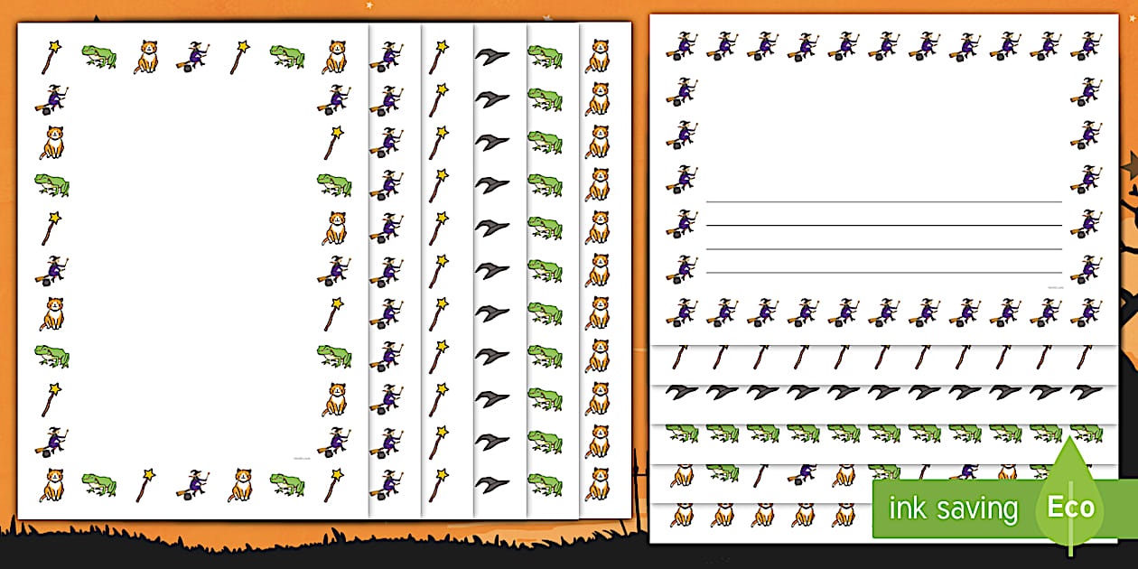 Editable Witch and Animals Page Borders (teacher made)