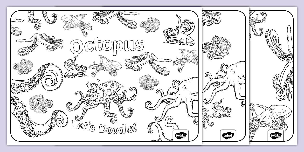 Octopus Doodle Colouring Pages (teacher made) - Twinkl