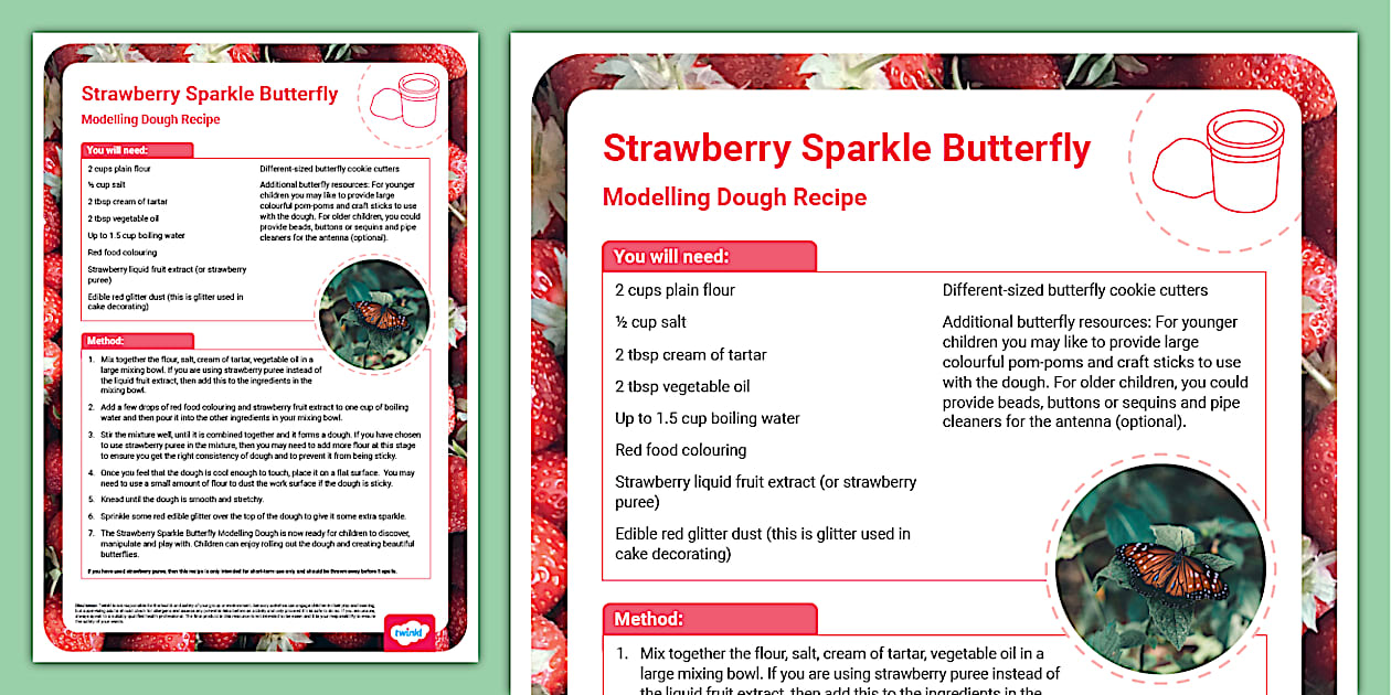 Strawberry Sparkle Butterfly Modelling Dough Recipe | Twinkl