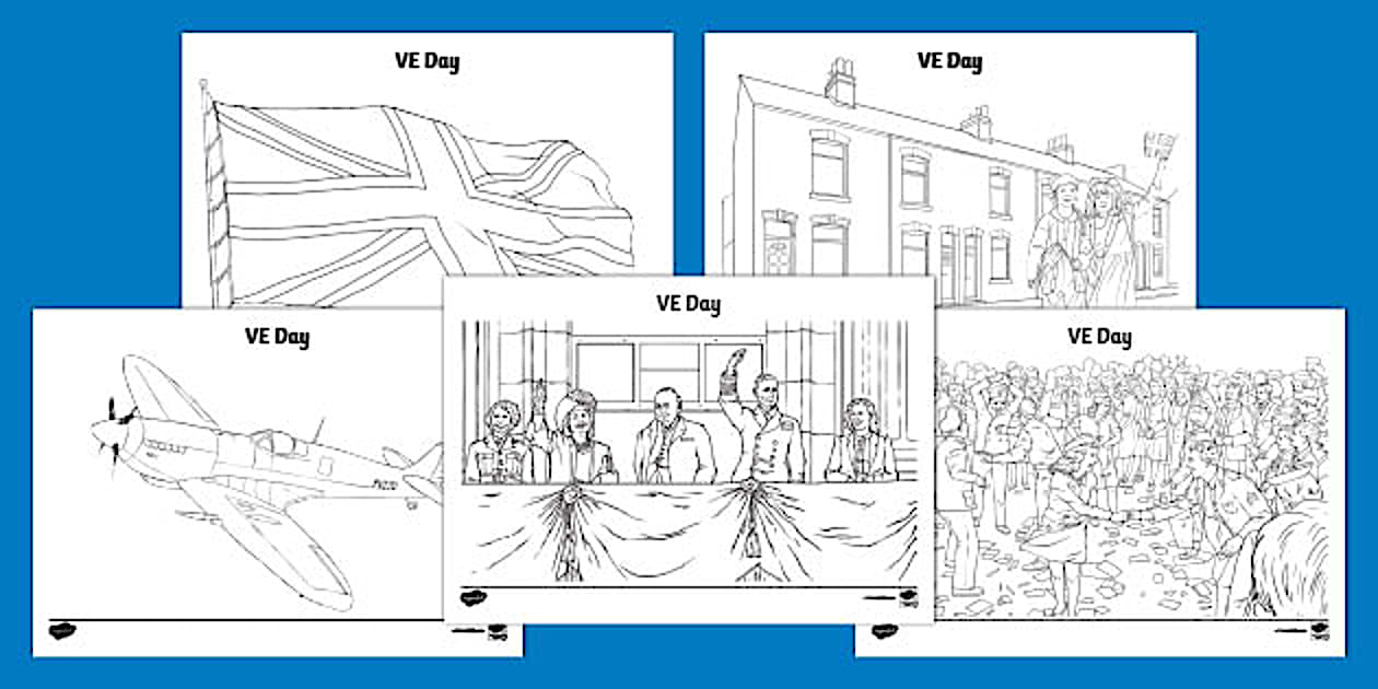 KS2 VE Day-Themed Colouring Pages (teacher made) - Twinkl